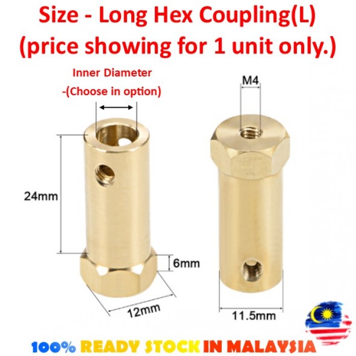 Flange / Hex Copper Brass DC Motor Wheel Coupling Shaft Rod Mounting ...