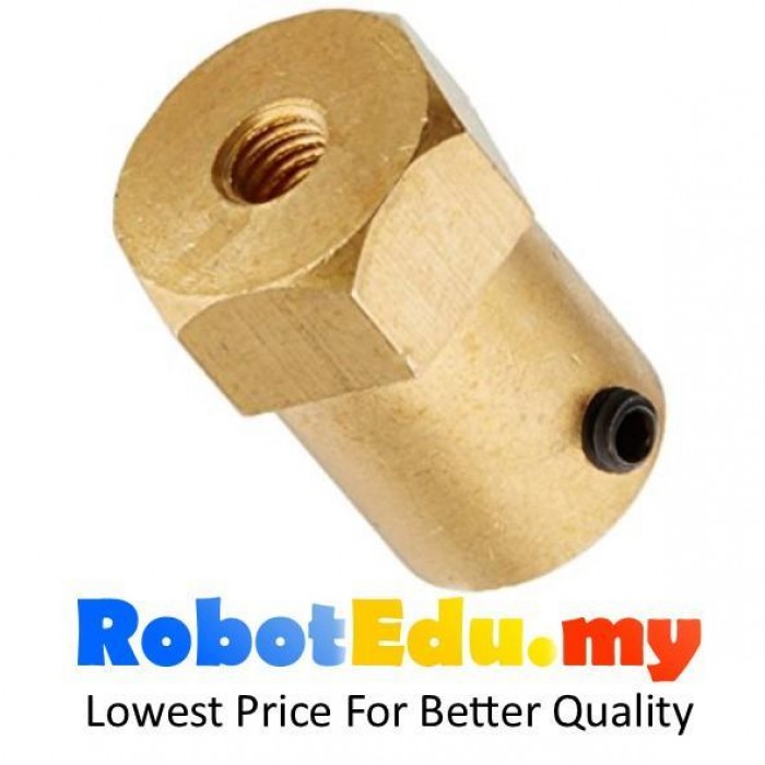 Hex Brass DC Motor Wheel Coupling Connector 3 5 6 8 mm; Copper Coupler