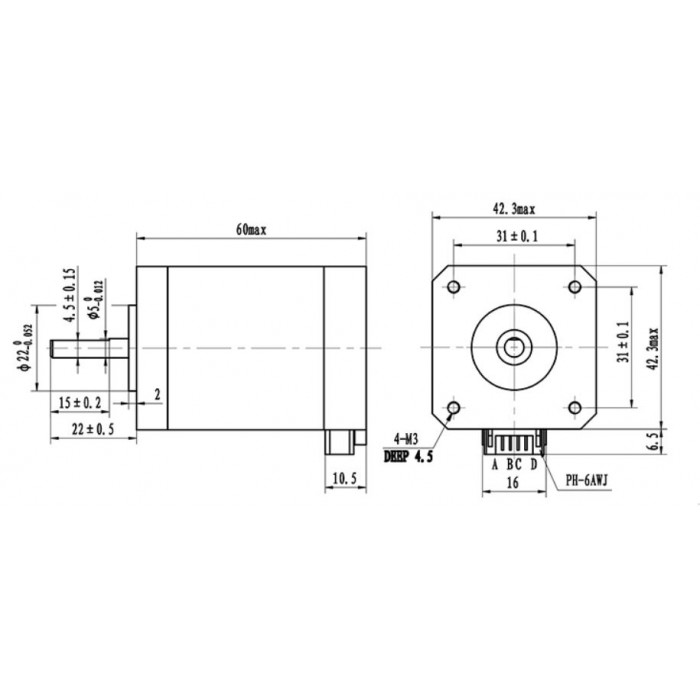 CNC 3D Printer Nema17 17HS4401 17HS8401 17HS6001 44-60mm 4 Lead 42 ...