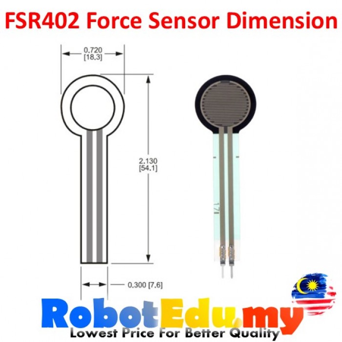 FSR402 / RFP602 Round Flat Film Pressure Force Sensitive Resistor ...