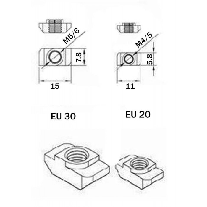 Aluminium Profile 3030 EU 30 T Slot Rhombus Nut T Nut ( M5 , M6)