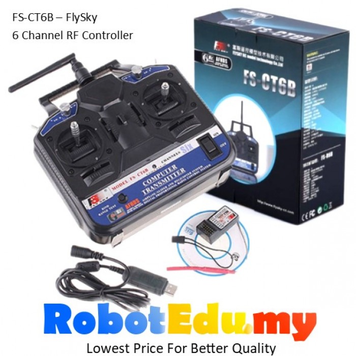 READY STOCK - Flysky 2.4G FS CT6B 6CH 6 Channel Transmitter Receiver R6B RC RF Controller Set