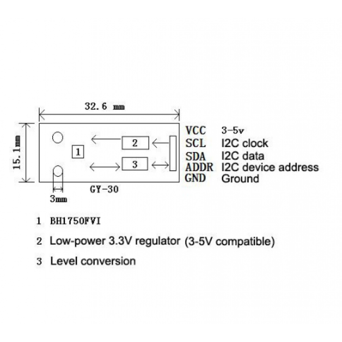 Arduino GY-30 GY30 Digital Optical Light Intensity BH1750FVI Sensor