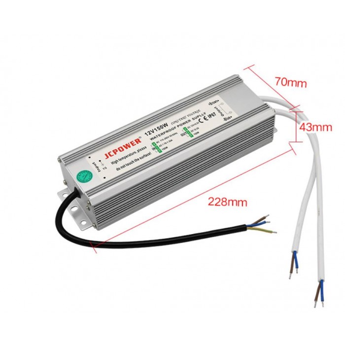DC 12V 12.5A 150W Waterproof IP67 CCTV LED Driver Outdoor Power Supply ...