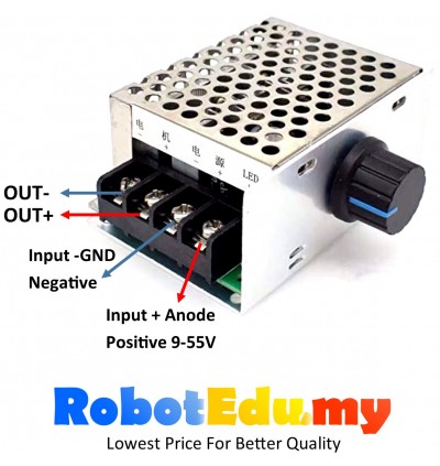 DC 9-55V 40A 2000W LED Dimmer / DC Motor PWM Speed Control Controller ...