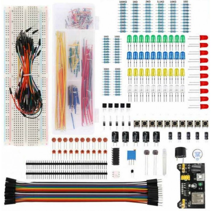 Electronics Components E&E Resistor LEDs Capacitor Jumper Wire Breadboard RBT Arduino UNO R3 ...