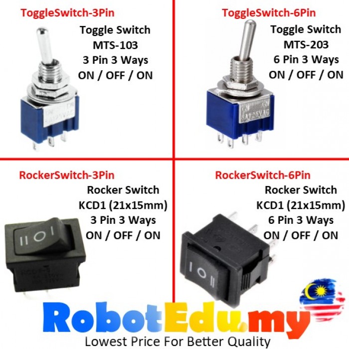 KCD1 21x15mm Rocker Switch / MTS-103 MTS-203 Toggle Switch 3 Ways ( On ...