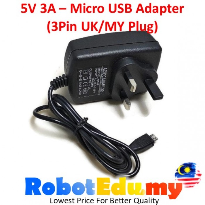 5v 25a 3a Micro Usb Power Supply Adapter For Raspberry Pi 3 Arduino Nodemcu