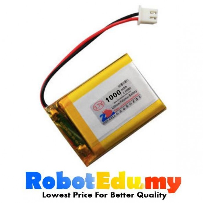 3.7V 1000mAh 1s Rechargeable Li-Po LiPo Battery - MP3 Bluetooth Drone
