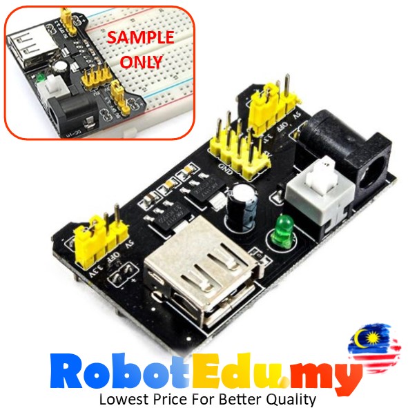 5V 3.3V Breadboard Power Supply USB / 9V Module MB102 Donut Bread Board ...