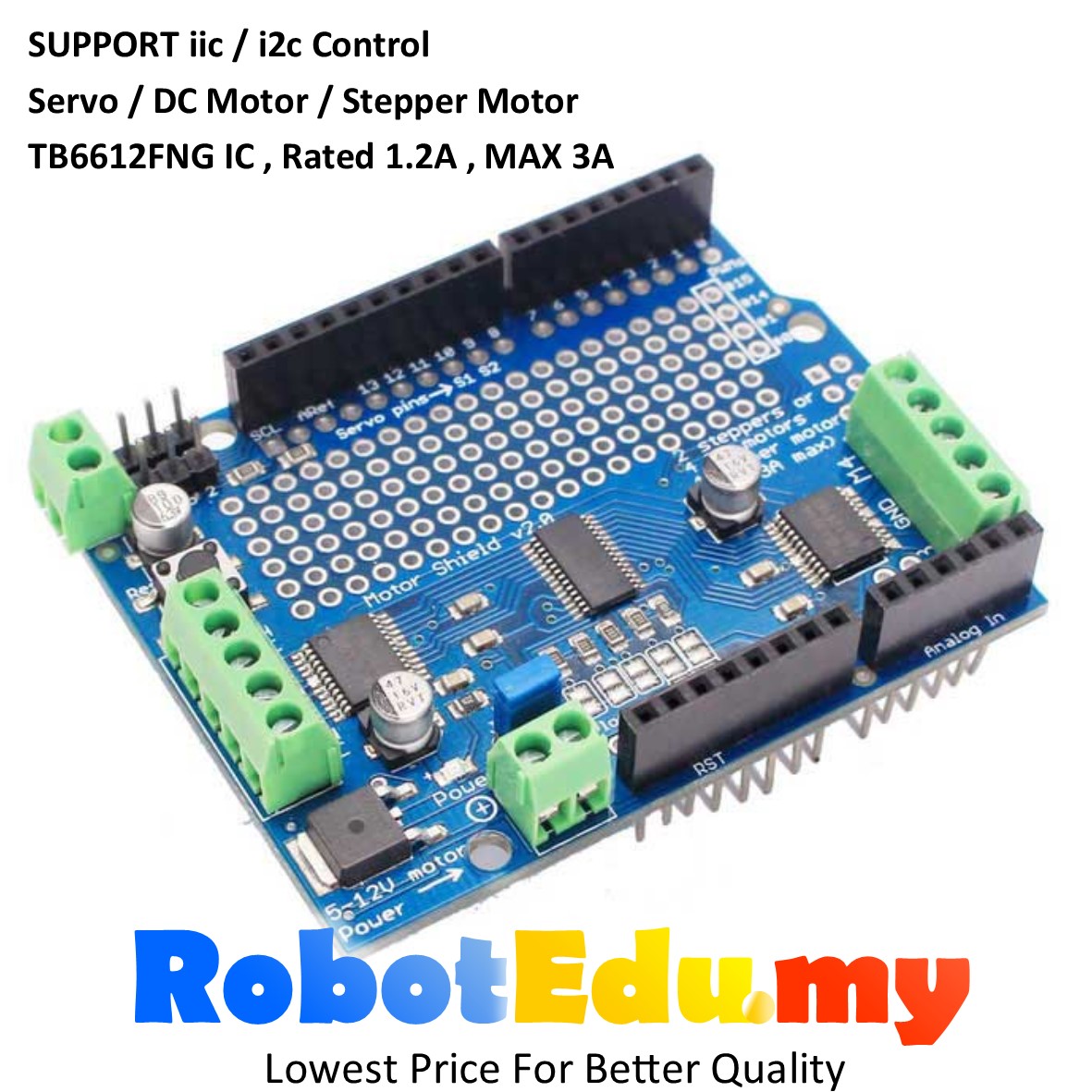 Arduino DC Motor / Stepper / Servo TB6612FNG 1A 3A MAX Motor Driver i2c ...